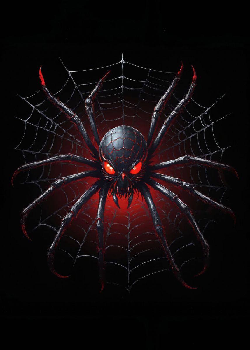 'Red black spider' Poster, picture, metal print, paint by AnnArtshock ...