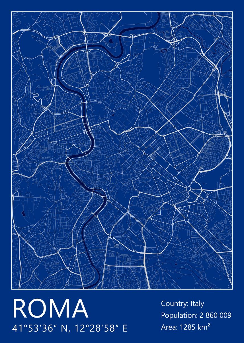 'Rome Blueprint' Poster, picture, metal print, paint by TomGeo | Displate