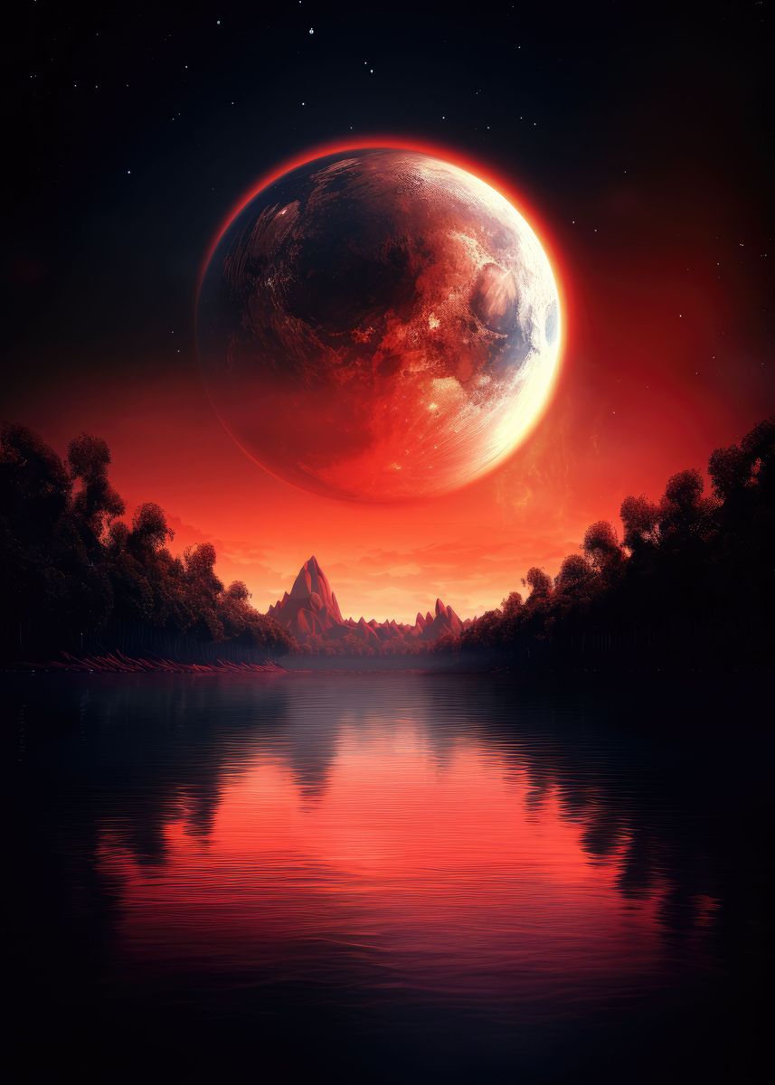 'Blood Moon' Poster, picture, metal print, paint by royalsigns | Displate