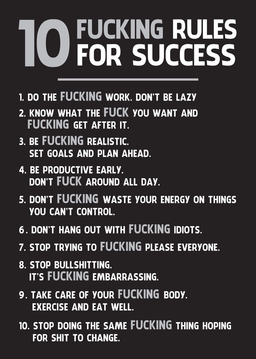 '10 Rules For Success' Poster, picture, metal print, paint by Rikuharu ...
