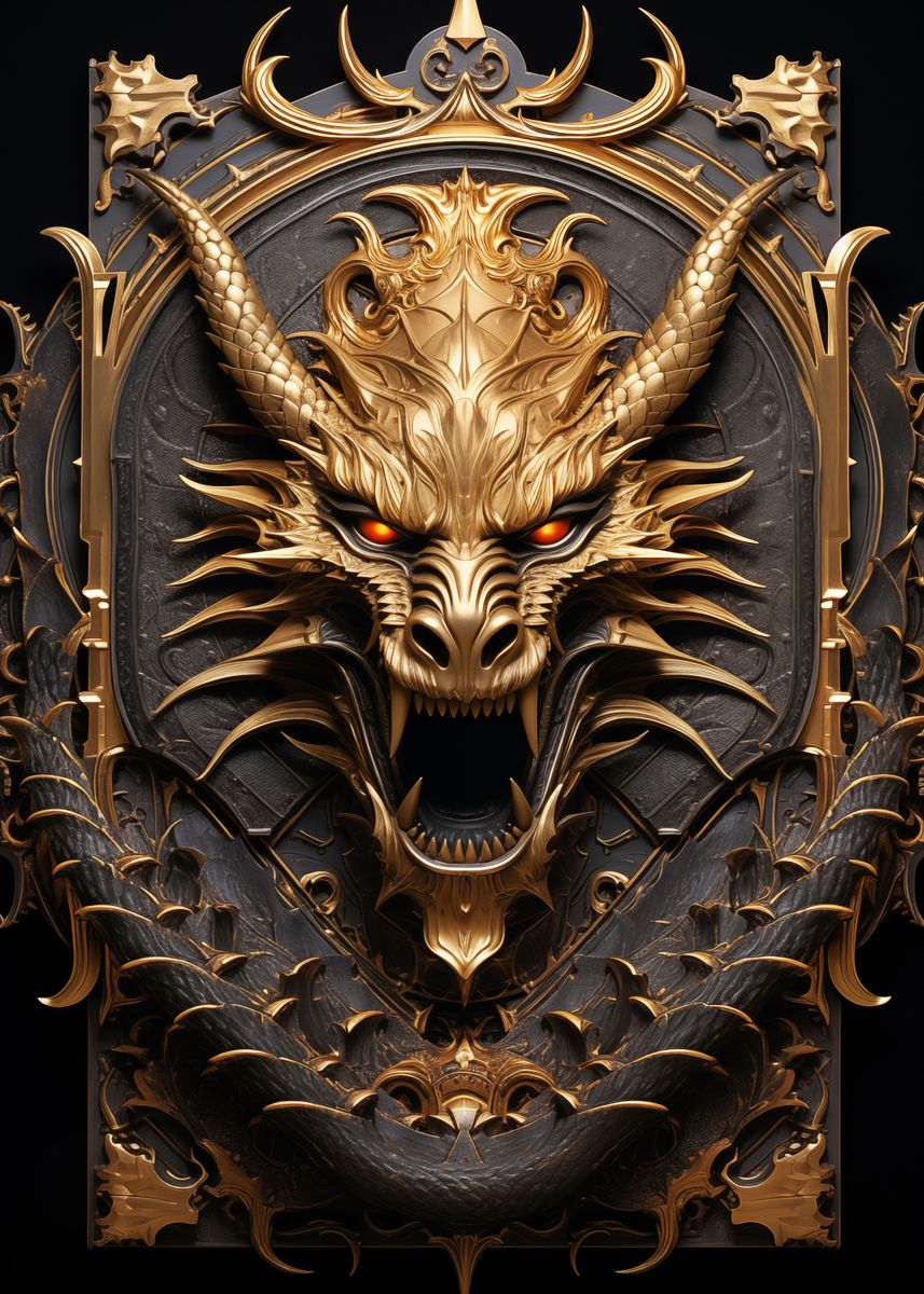 'Golden Dragon Emperor' Poster, picture, metal print, paint by Luong ...