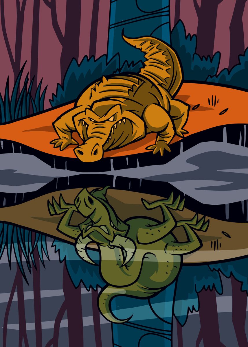 'Dragon Crocodile' Poster, picture, metal print, paint by ArtNinja ...