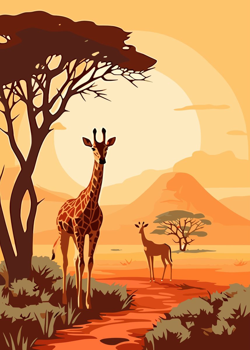 'African Savana' Poster, picture, metal print, paint by SuperNova ...