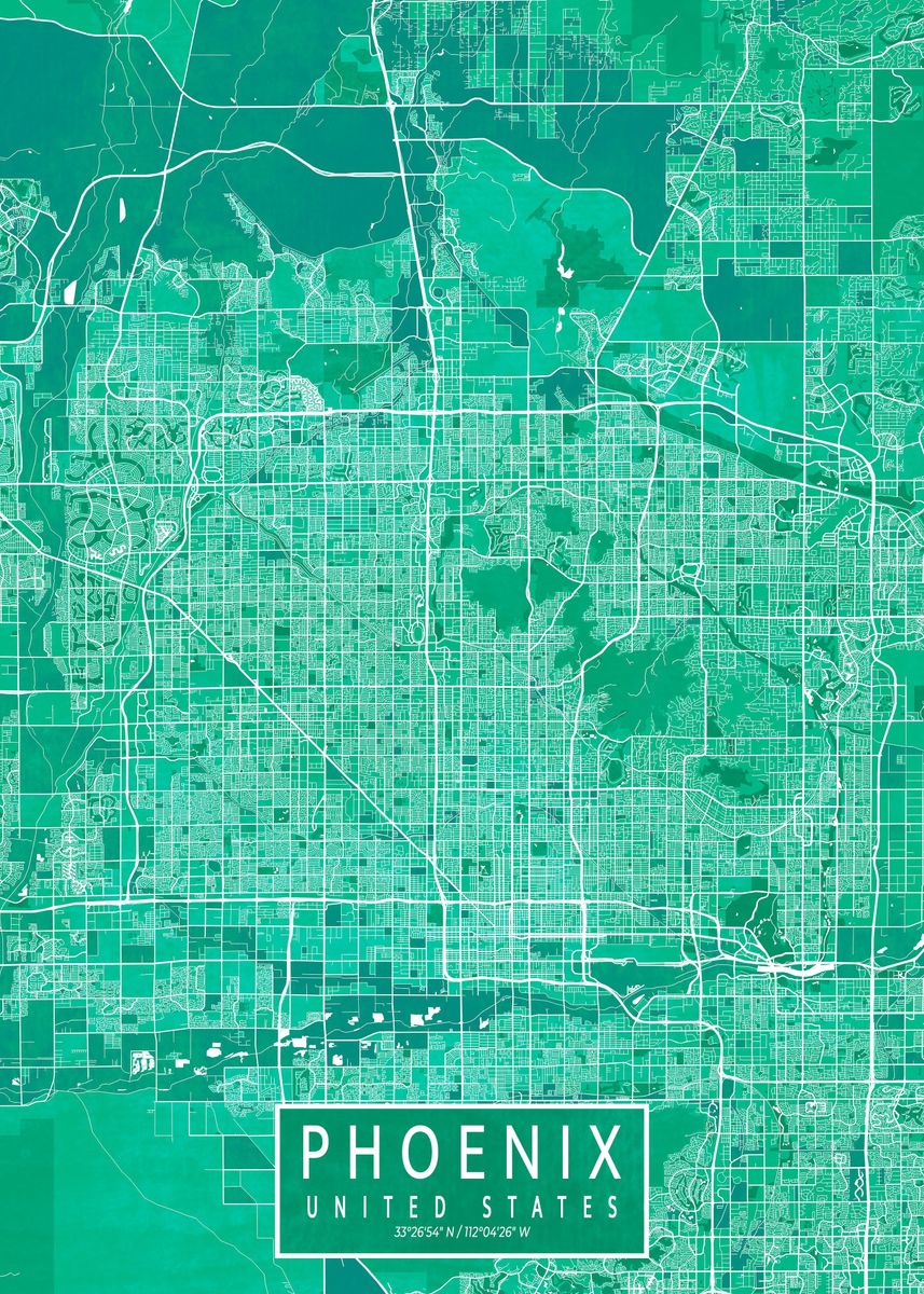 'Phoenix Map Watercolor' Poster, picture, metal print, paint by deMAP ...