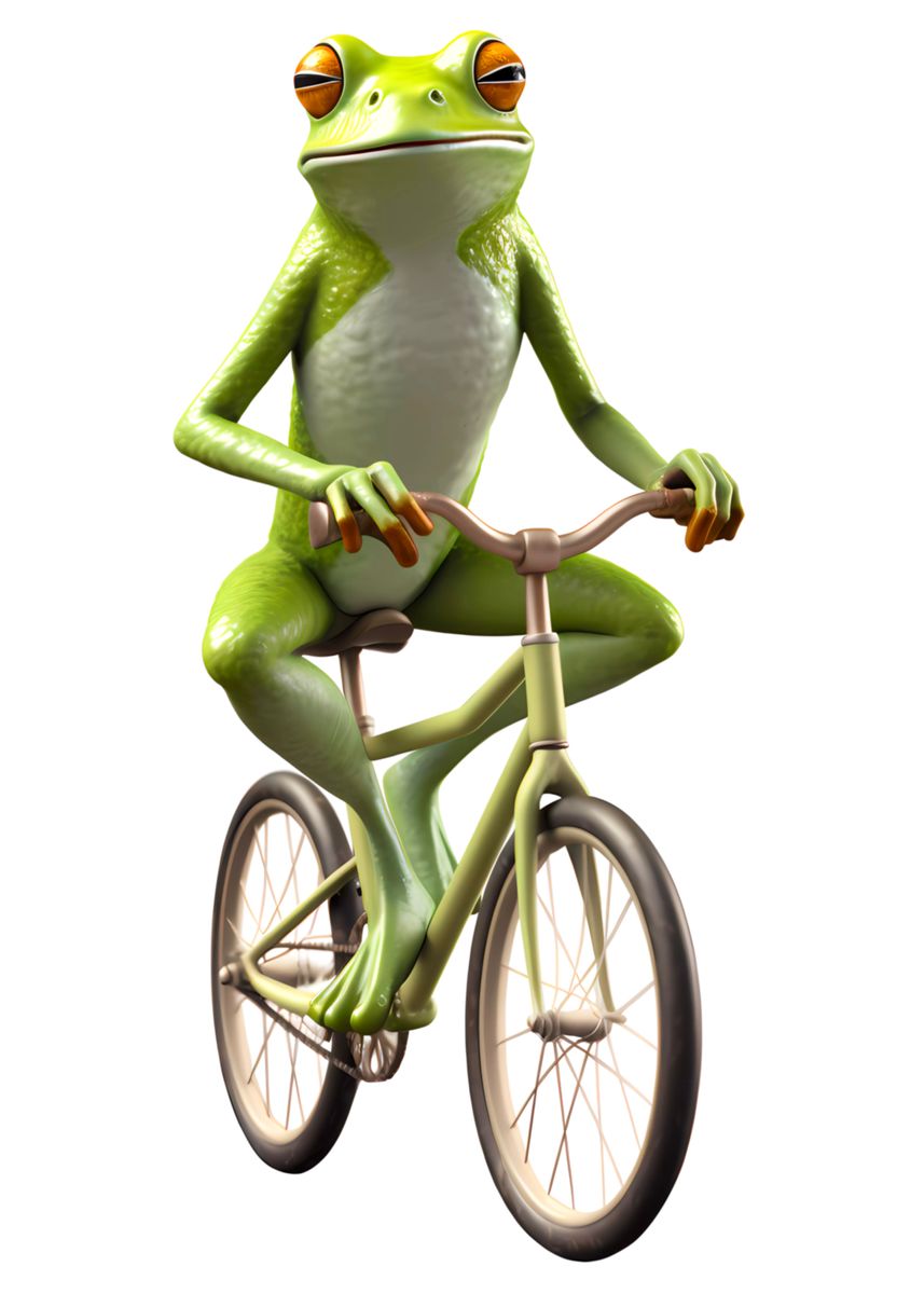 'Frog Cycling Bike' Poster, picture, metal print, paint by Hexor | Displate