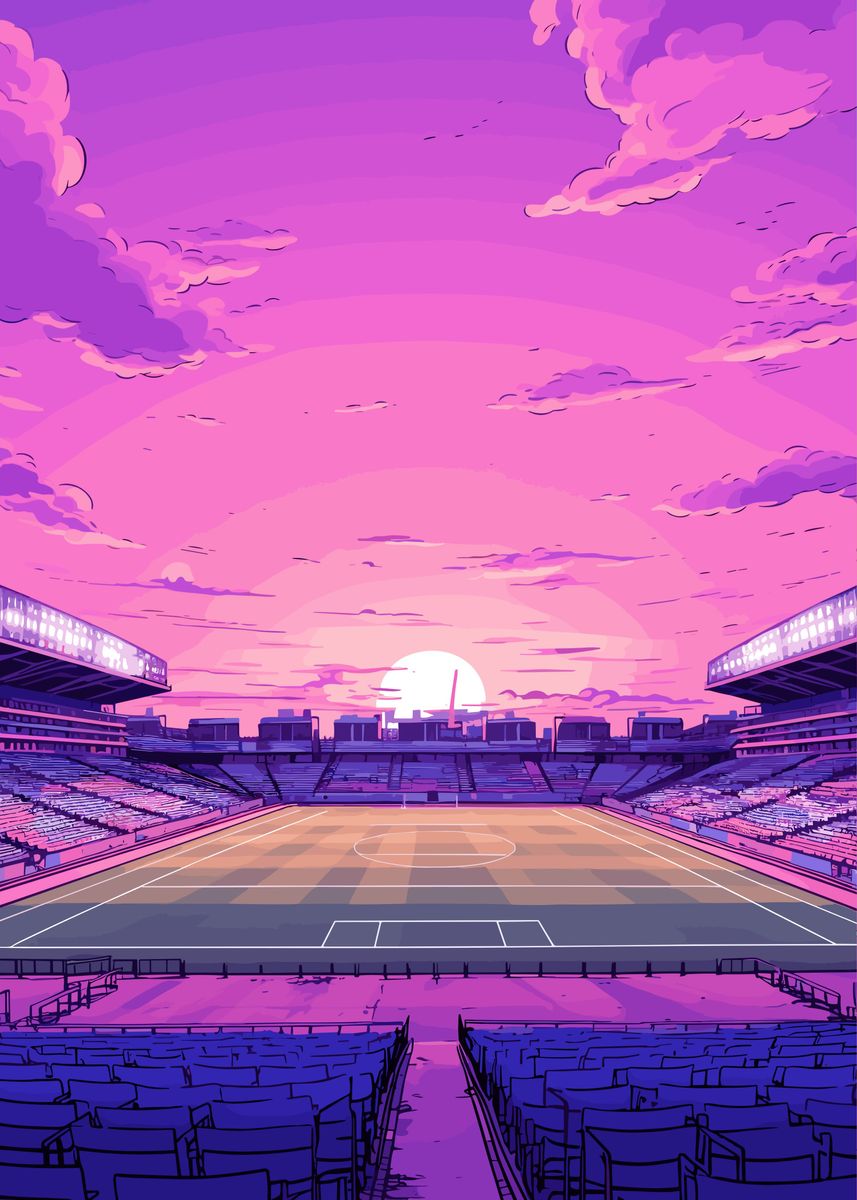 'Stadium Lofi Pink Retro' Poster, picture, metal print, paint by Ray ...