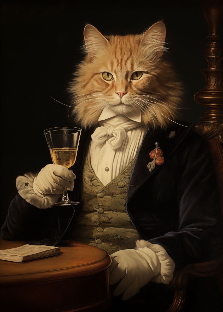 'Gentleman Cat' Poster, picture, metal print, paint by Art Concept ...