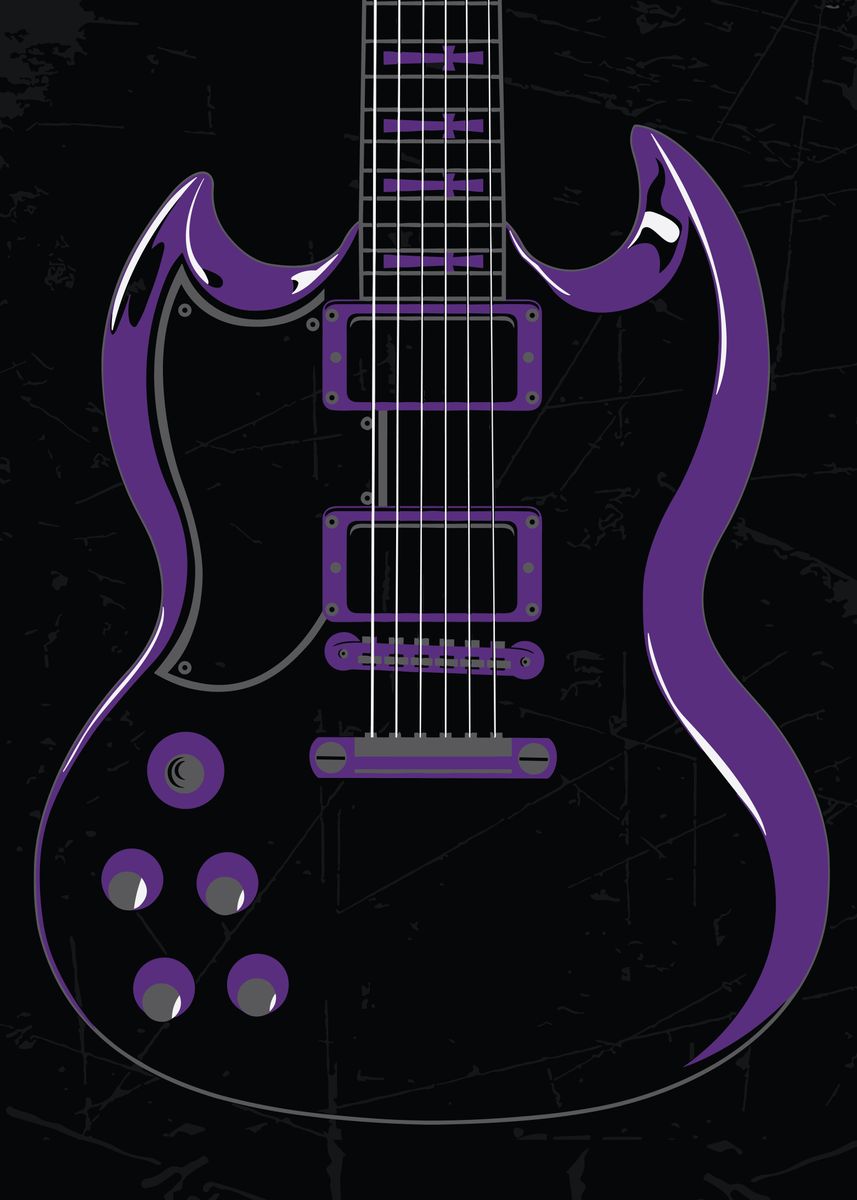 'Guitar' Poster, picture, metal print, paint by Golden Age Studio ...