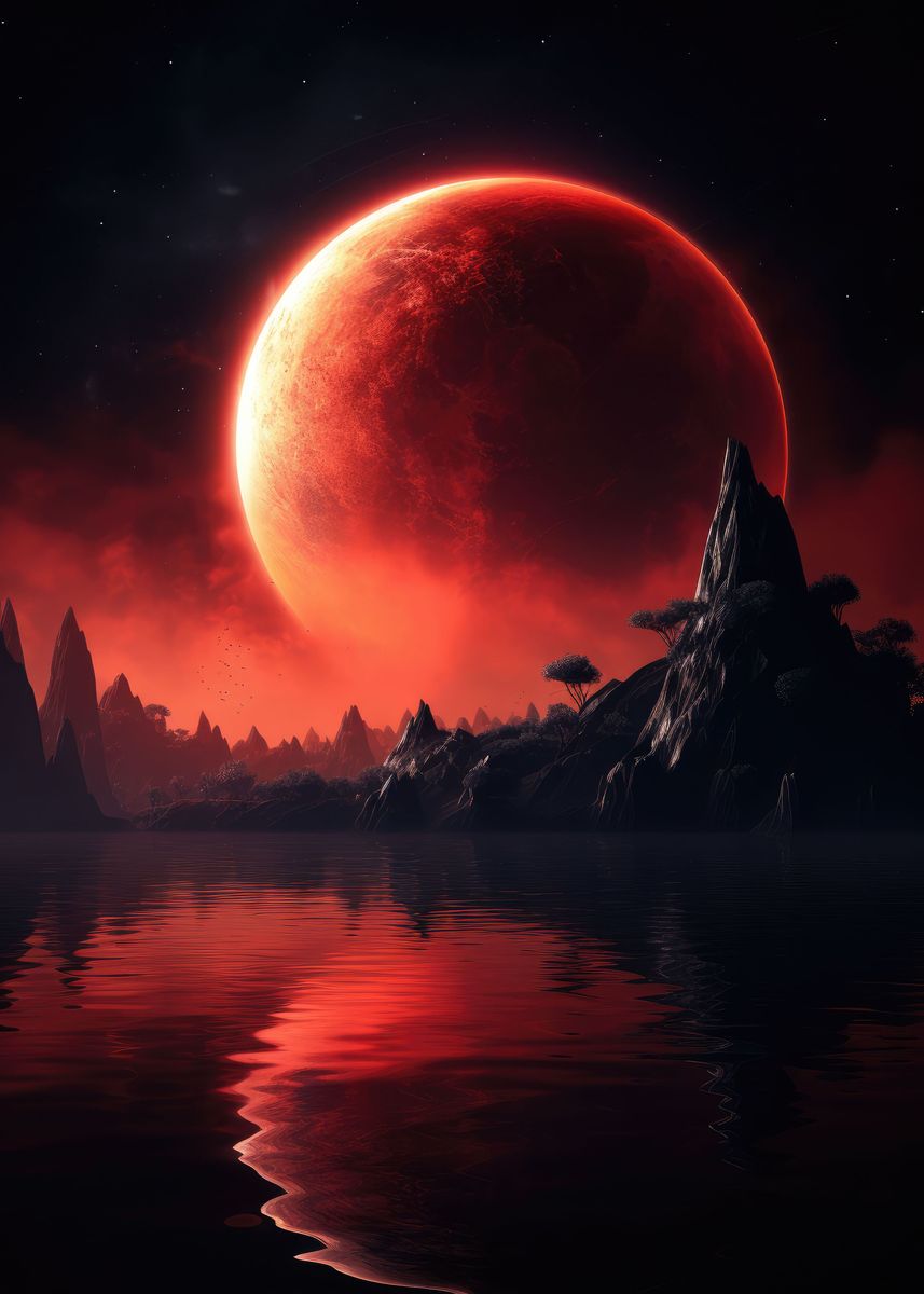 'Blood Moon' Poster, picture, metal print, paint by royalsigns | Displate
