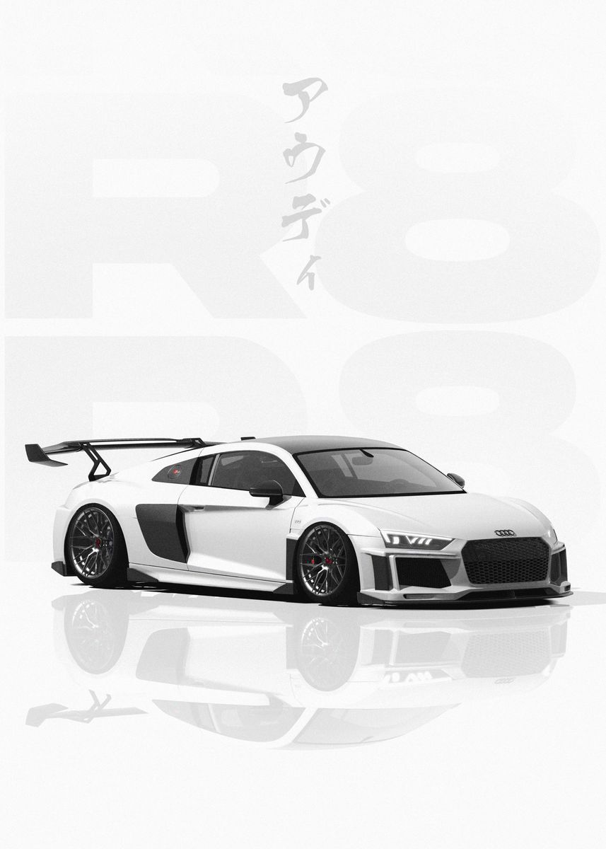 'White ABT Audi R8' Poster, picture, metal print, paint by Yannick ...