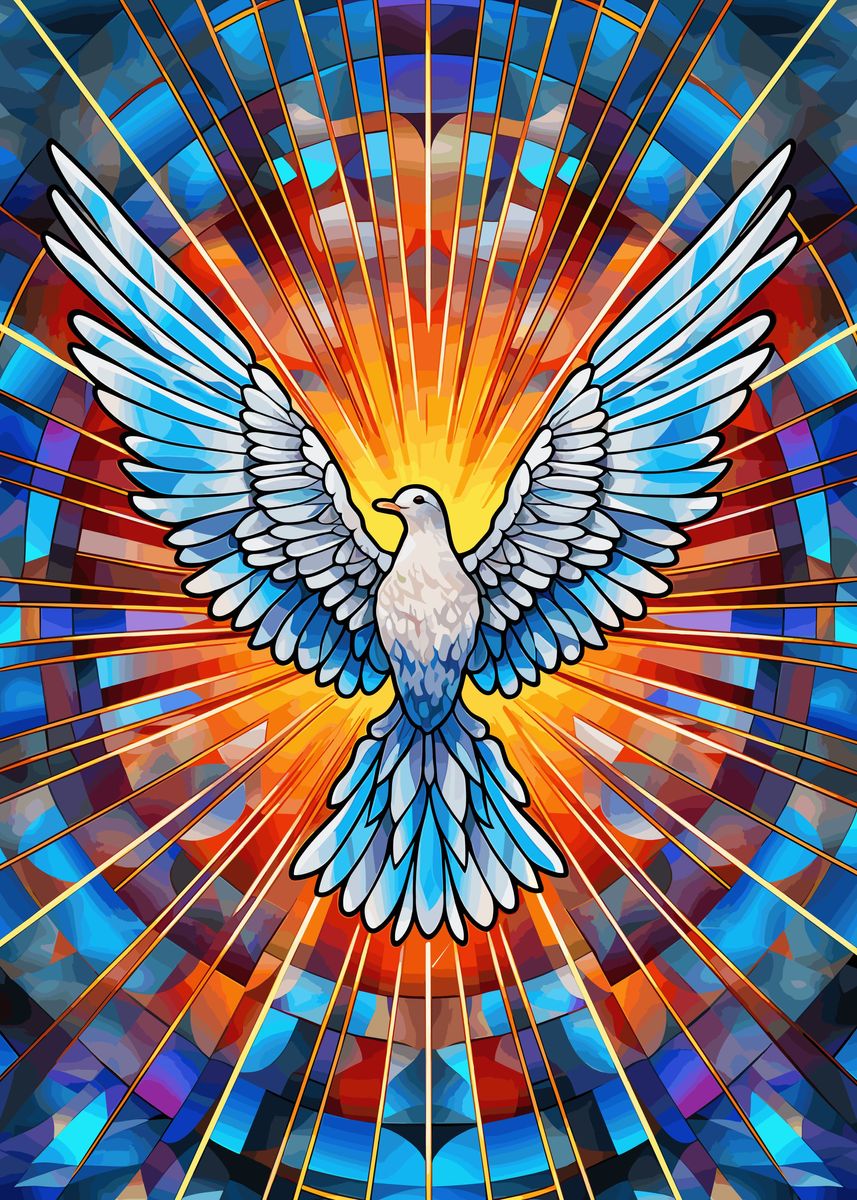 'Peace Dove Stained Glass' Poster, picture, metal print, paint by ...