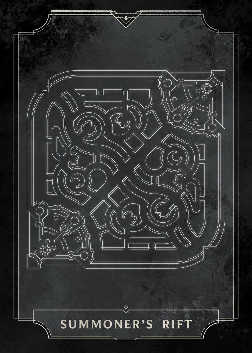 'Summoner's Rift Noir' Poster, picture, metal print, paint by League of ...