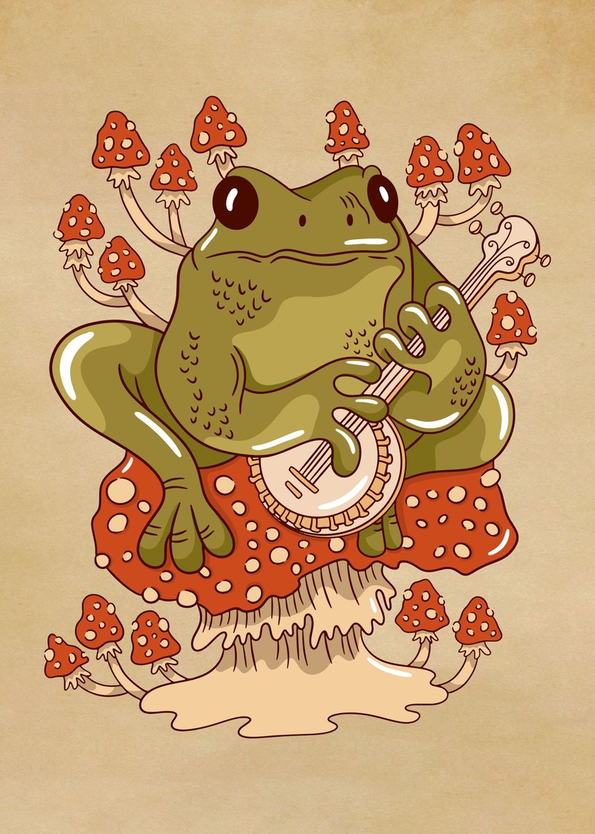 'Banjo Frog' Poster, picture, metal print, paint by Adam | Displate
