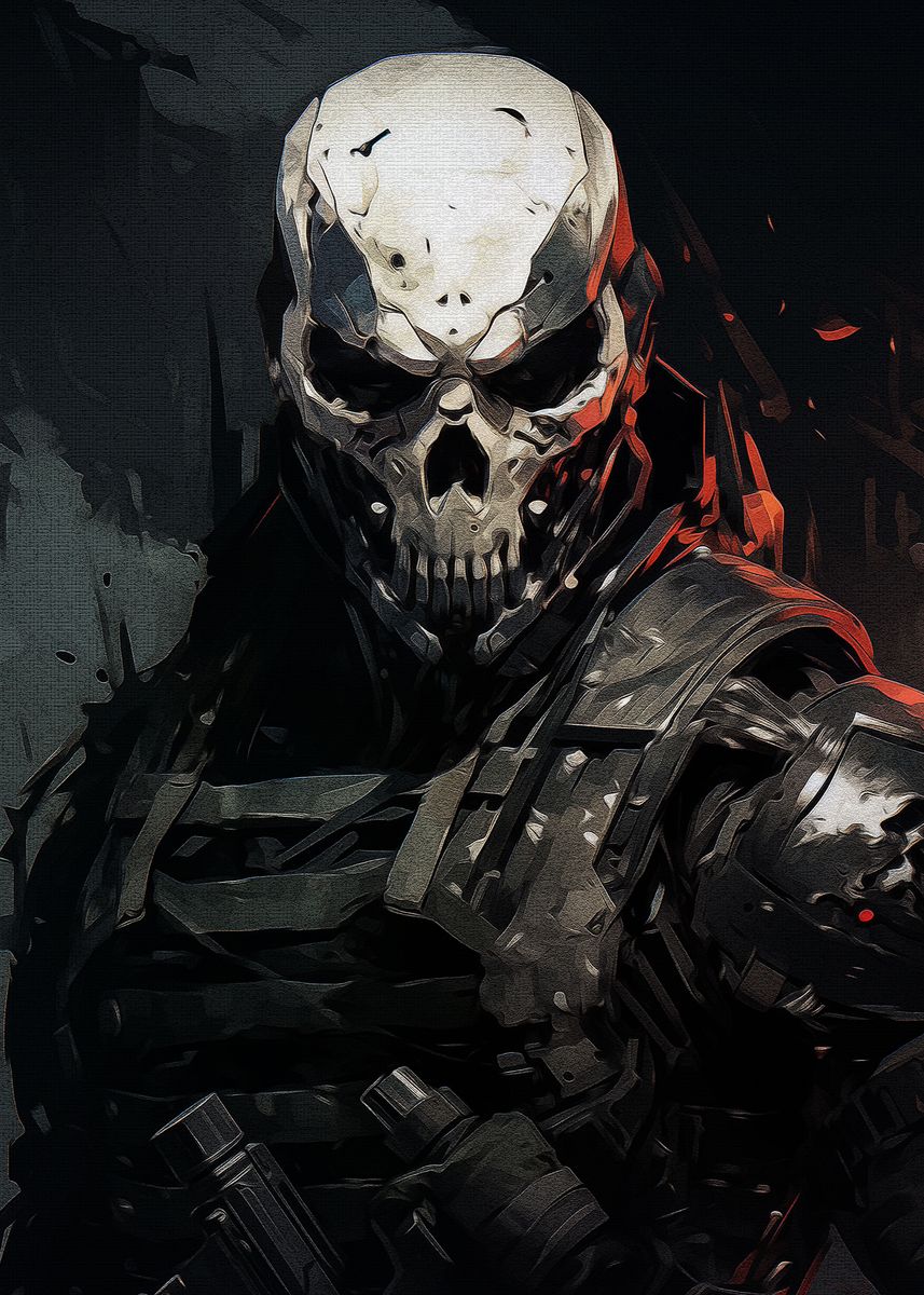 'Skull Mask Soldier' Poster, picture, metal print, paint by EKIM | Displate