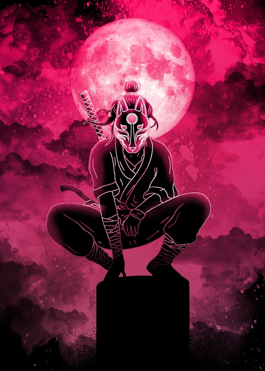 'Soul of the Kitsune Ninja' Poster, picture, metal print, paint by ...