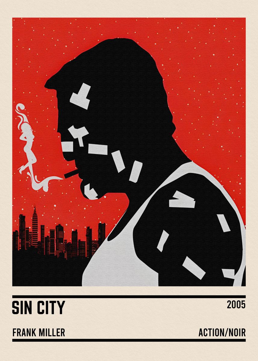 'Sin City minimalist poster' Poster, picture, metal print, paint by ...