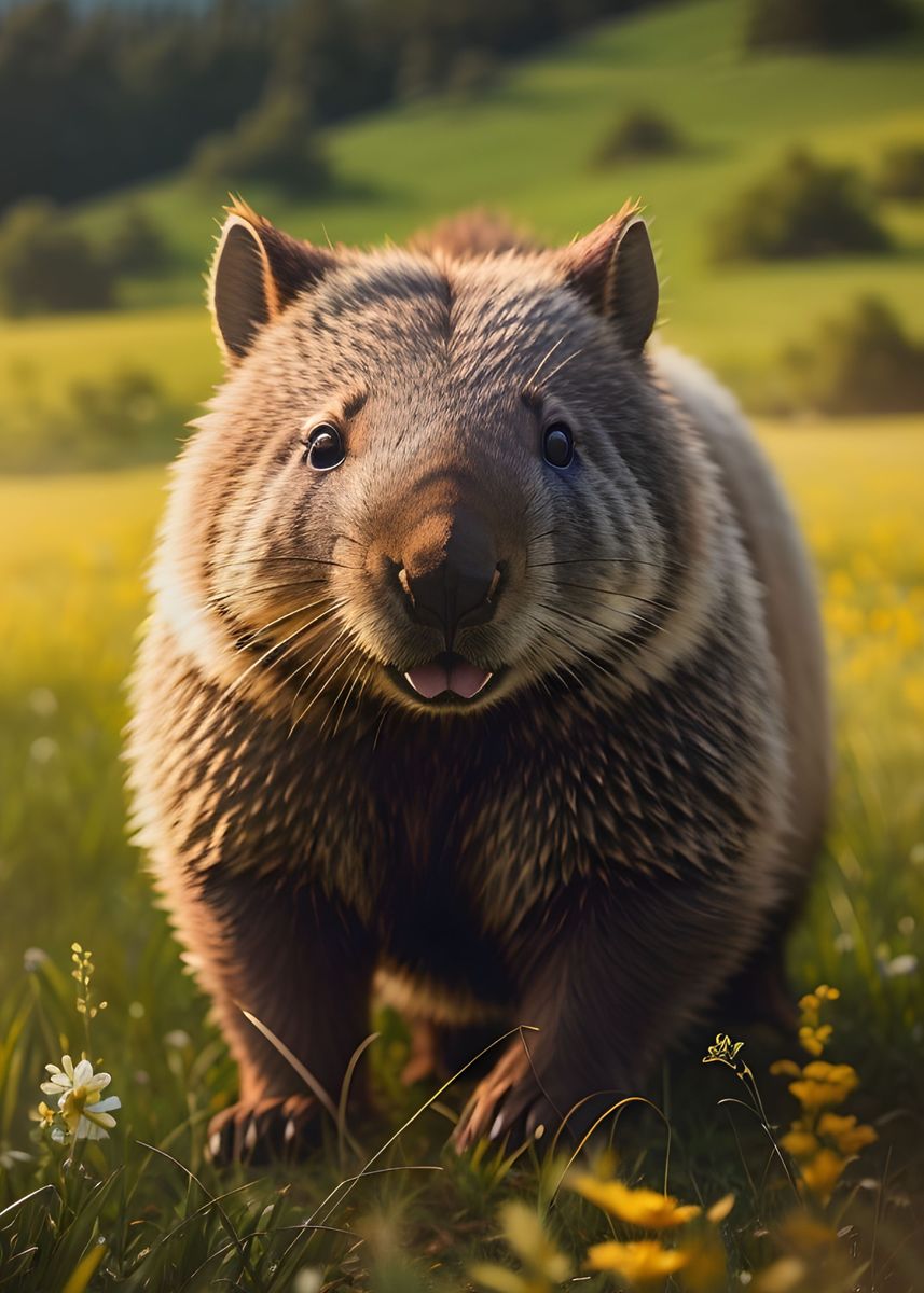 'Wombat smile animals' Poster, picture, metal print, paint by Ayen ...