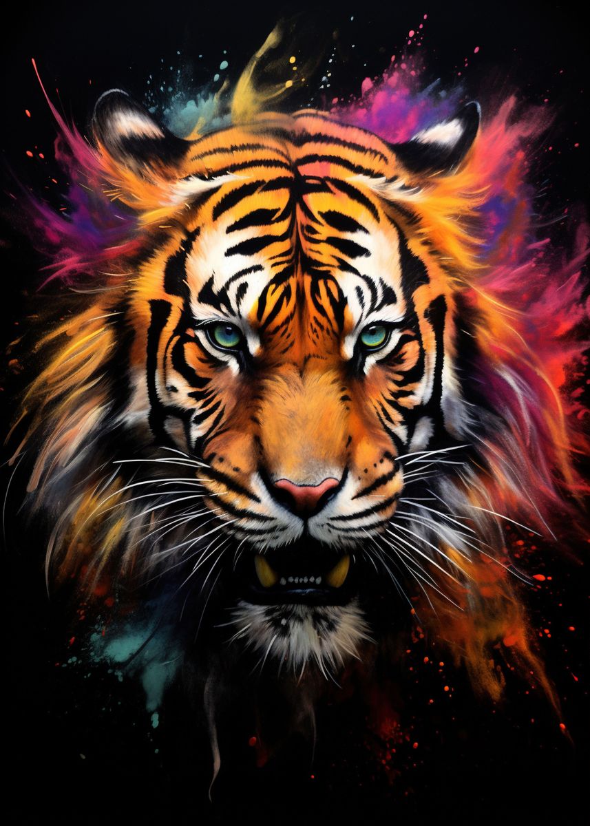 'Powder Splash Tiger' Poster, picture, metal print, paint by Senja ...