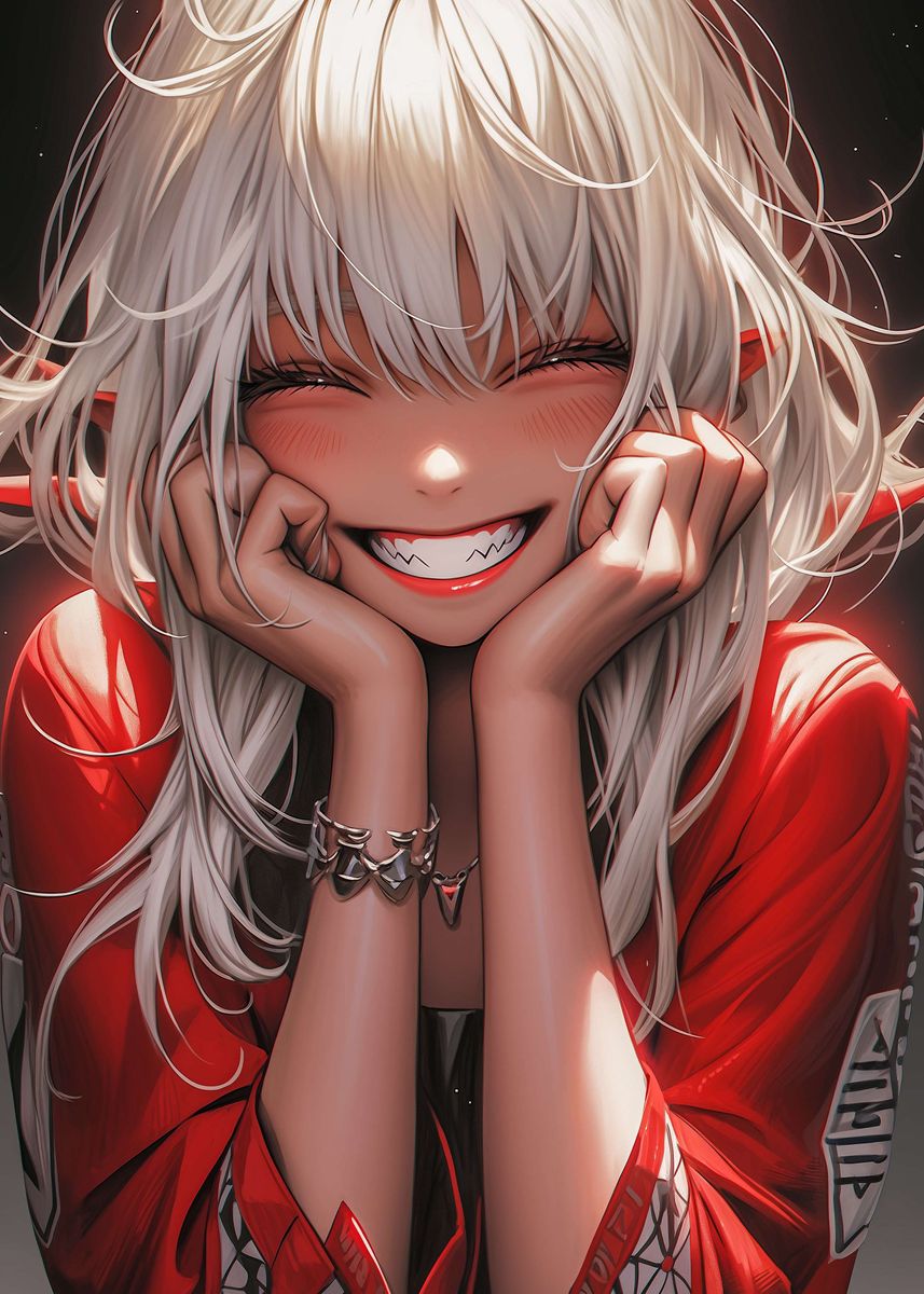 'Cute Smiling Anime Girl' Poster, picture, metal print, paint by Vizio ...