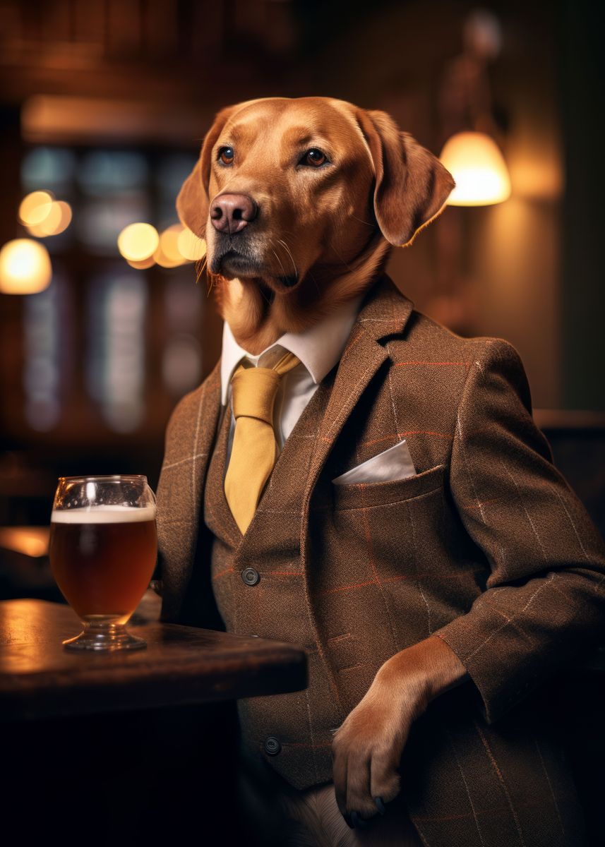 'Fox Red Labrador at Pub' Poster, picture, metal print, paint by Craig ...
