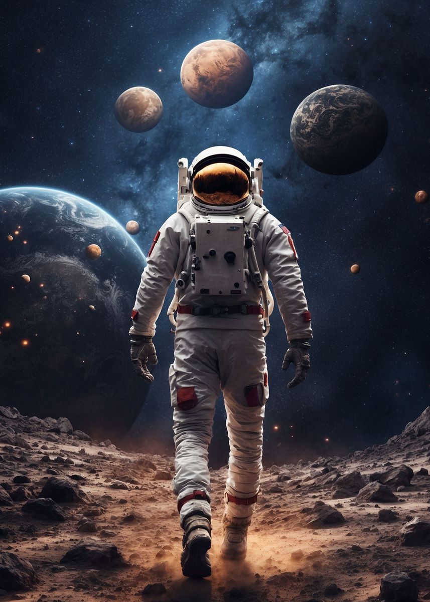 'space man running ' Poster, picture, metal print, paint by Andrii ...