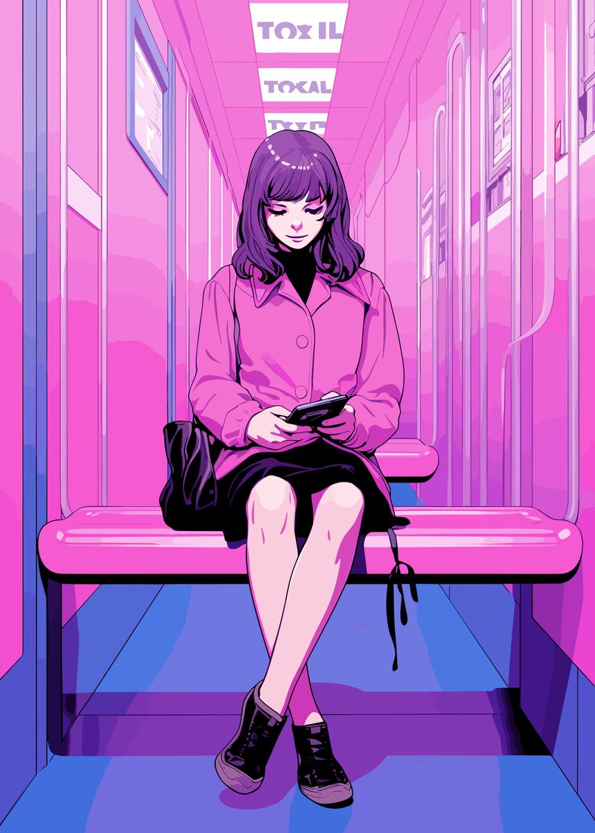 'Lofi Pink Retro' Poster, picture, metal print, paint by Ray Mason ...