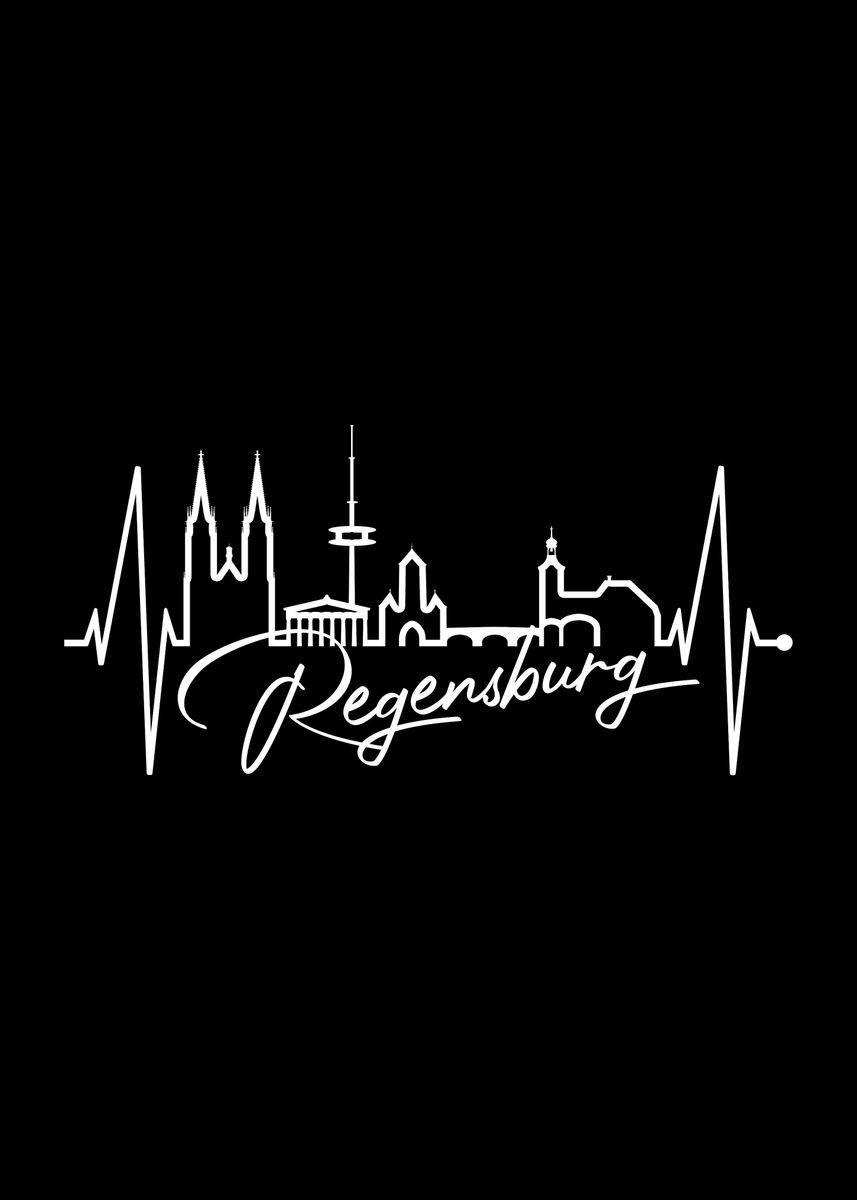 'Regensburg Skyline Puls' Poster, picture, metal print, paint by ...