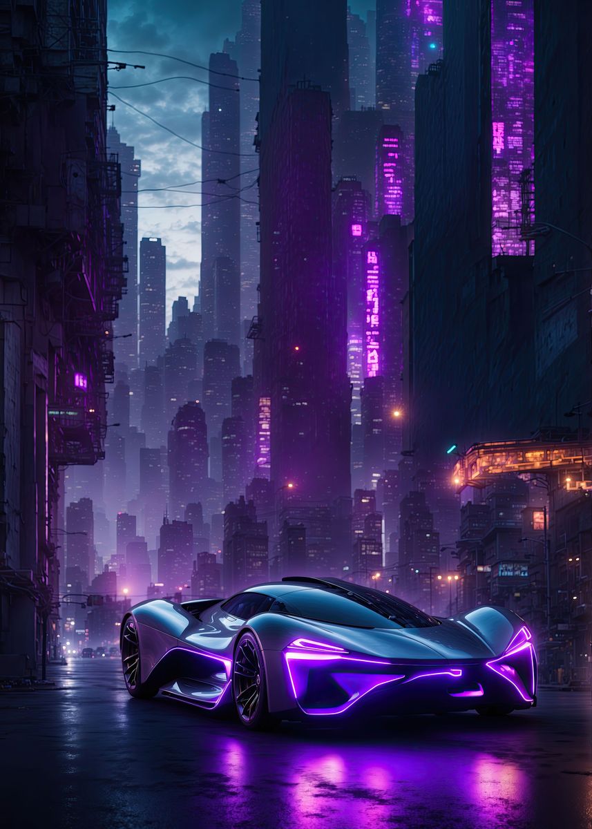 'Purple Hypercar' Poster, picture, metal print, paint by LP Design and ...
