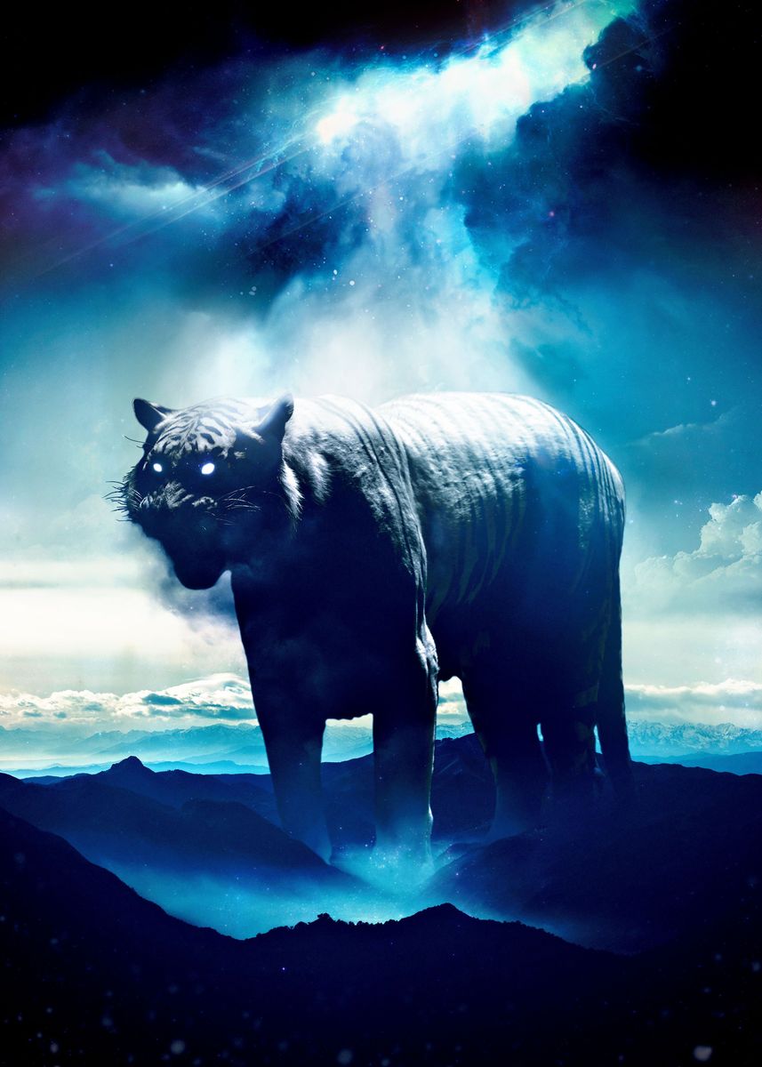 'The Tiger come at night' Poster, picture, metal print, paint by Patryk ...