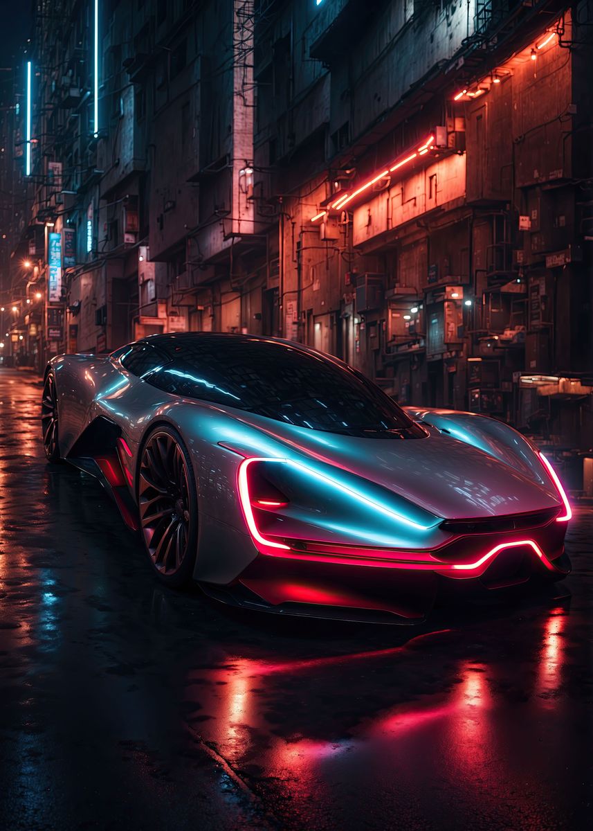 'Silver Red Hypercar' Poster, picture, metal print, paint by LP Design ...