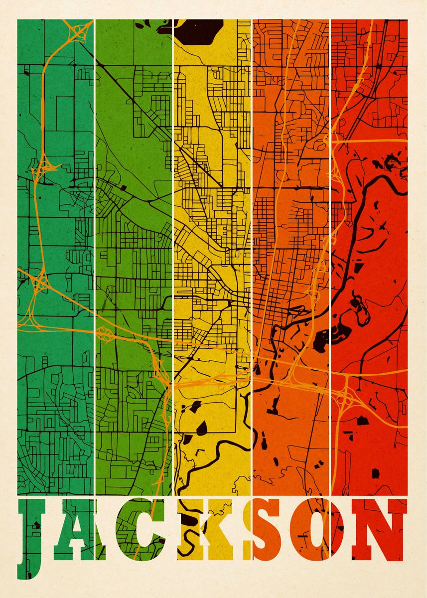 'Jackson MS USA' Poster, picture, metal print, paint by Ryan Proffitt ...