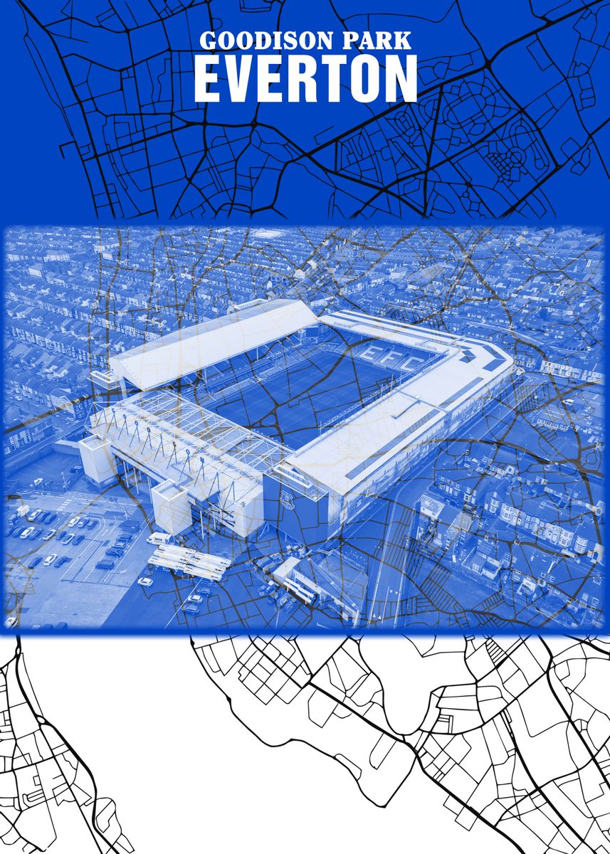 'Everton Goodison Park' Poster, picture, metal print, paint by Pierre ...