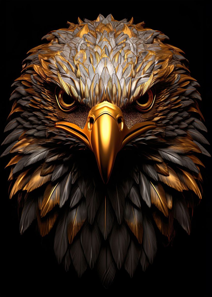 'Black and Gold Eagle' Poster, picture, metal print, paint by Elena ...