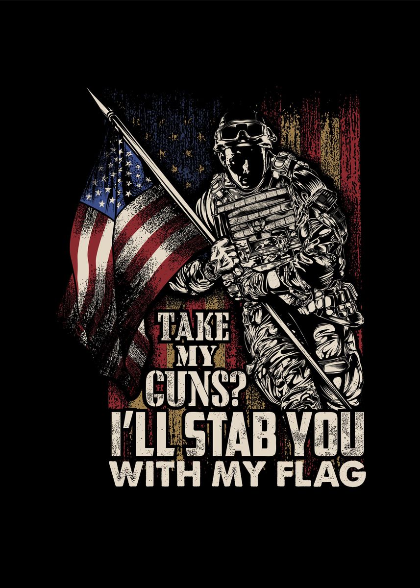 'take my guns ill stap you' Poster, picture, metal print, paint by ...