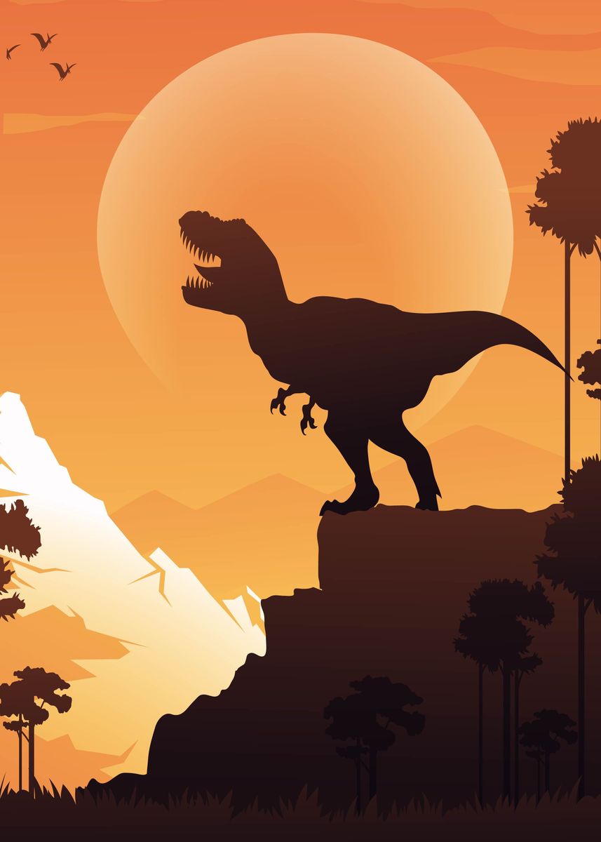 'T rex' Poster, picture, metal print, paint by Selja Cute | Displate