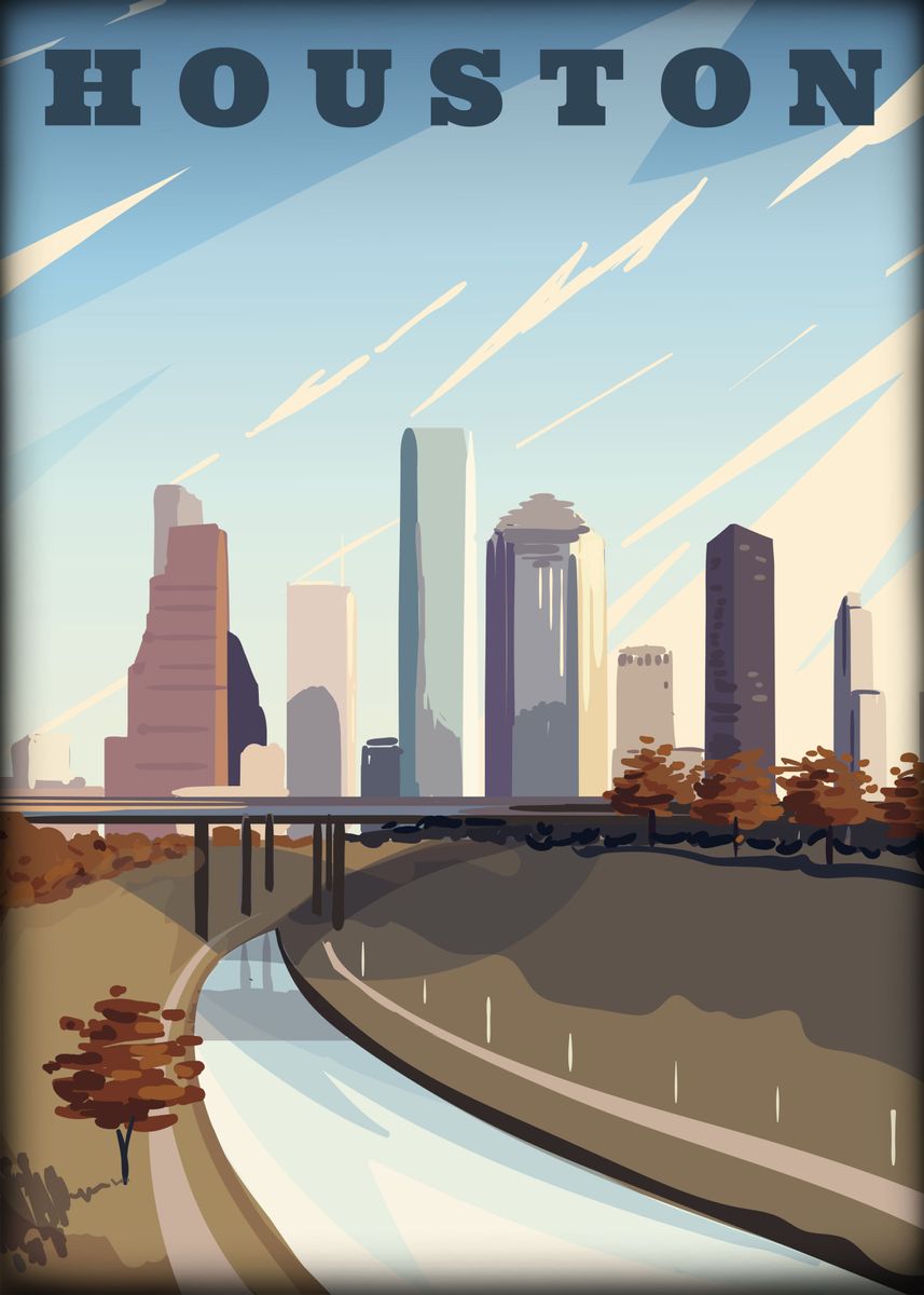 'Houston' Poster, picture, metal print, paint by Kaye Whitesel | Displate