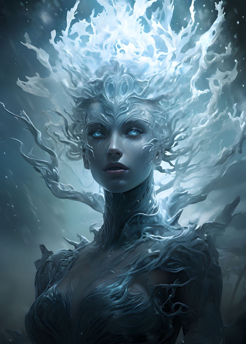 'Ice Elemental Female' Poster, picture, metal print, paint by ...
