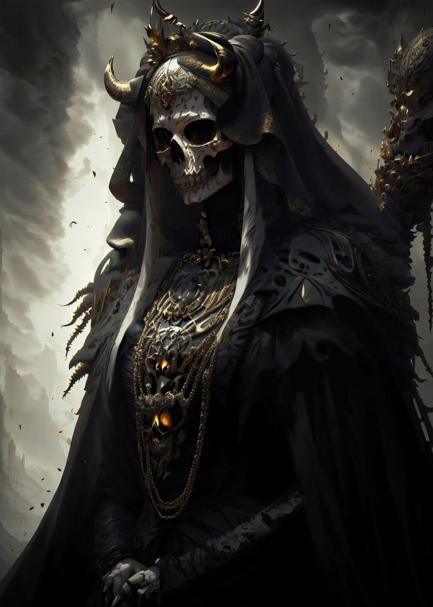 'Skull Queen' Poster, picture, metal print, paint by uart space | Displate