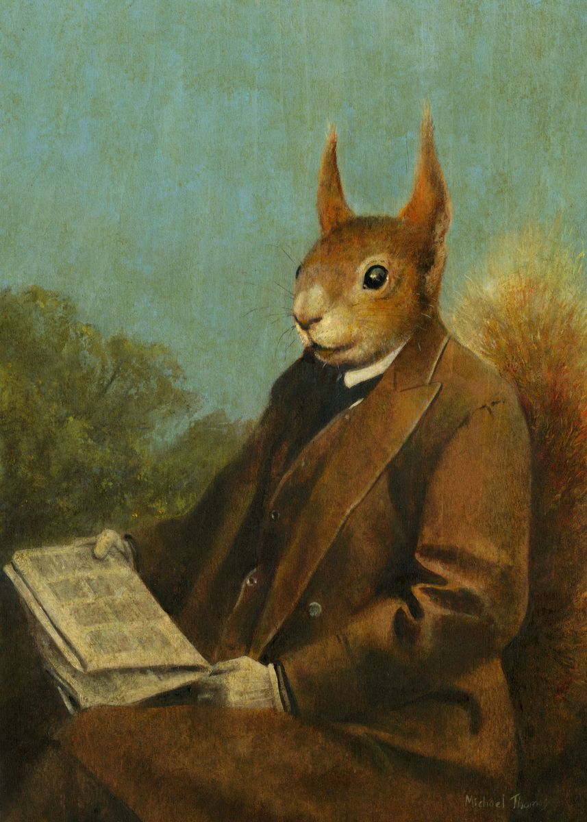 'Victorian Squirrel ' Poster, picture, metal print, paint by Michael ...