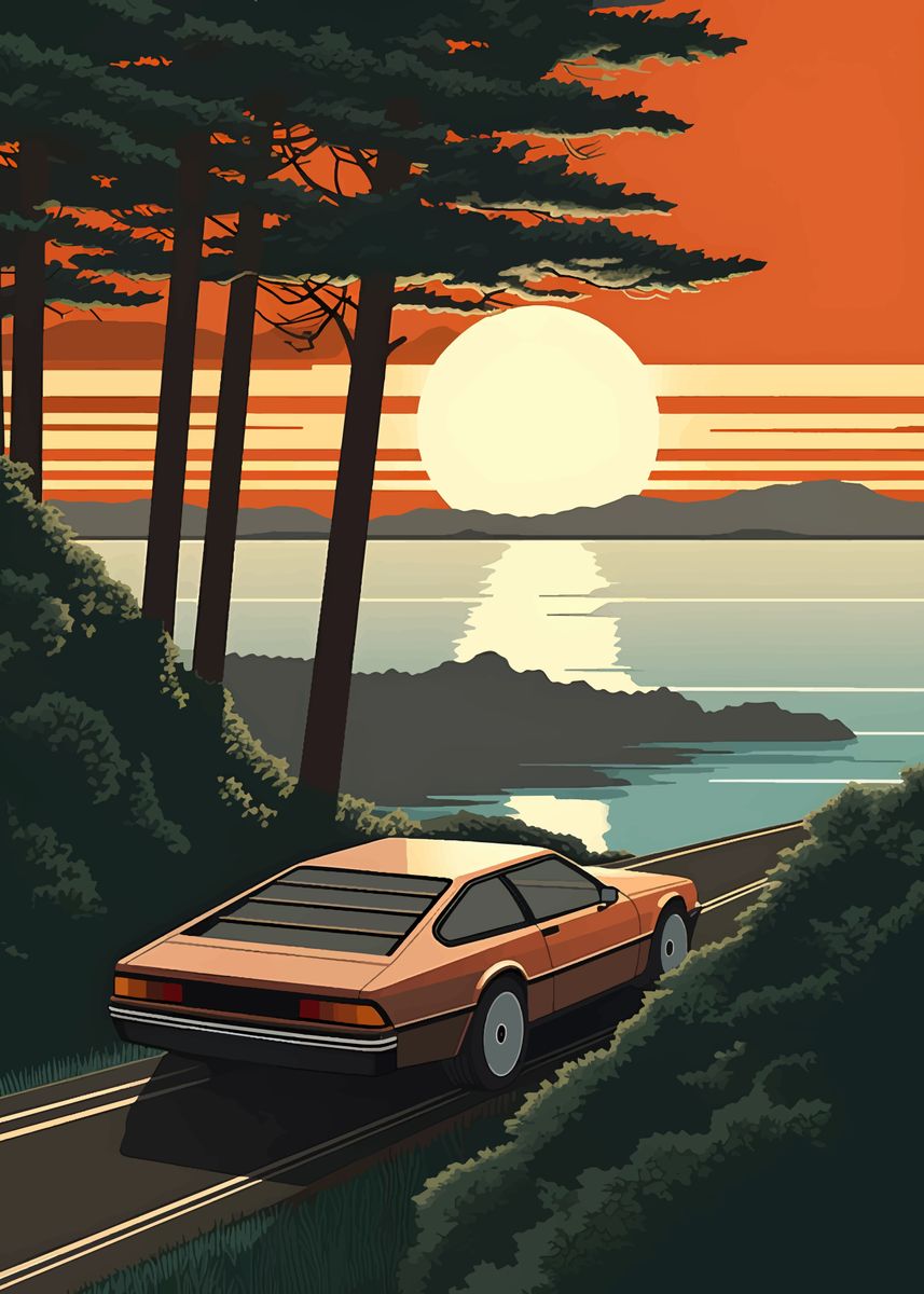 'Retrowave BMW M1' Poster, picture, metal print, paint by Bernard Duke ...