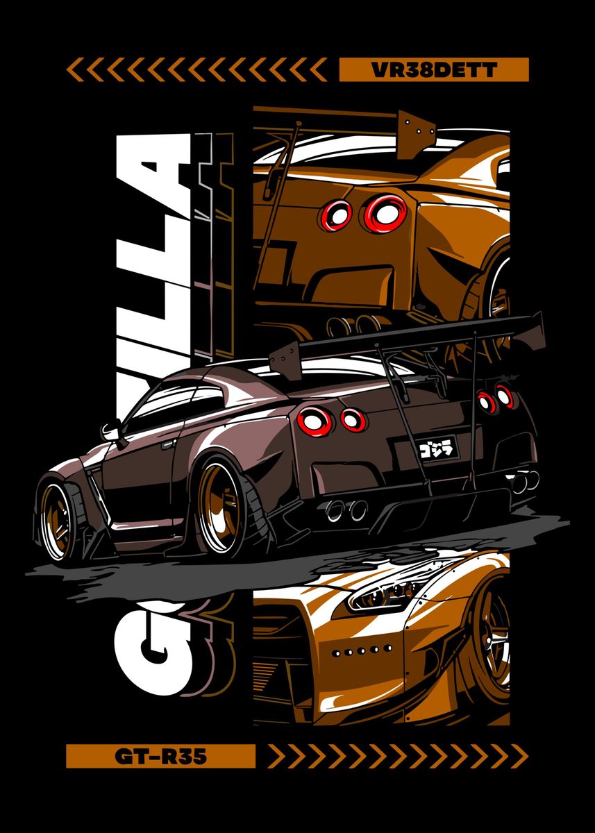 'Gt R35' Poster, picture, metal print, paint by Savinda | Displate