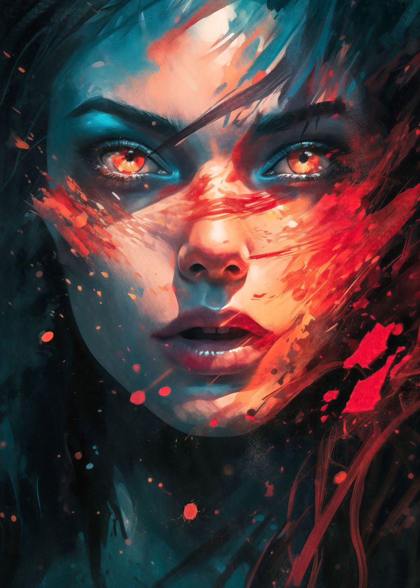 'Red Eyed Lady' Poster, picture, metal print, paint by Posters Global ...