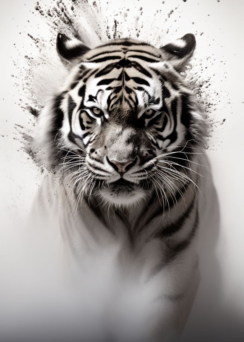 'Tiger 1' Poster, picture, metal print, paint by PrintzyCreation | Displate