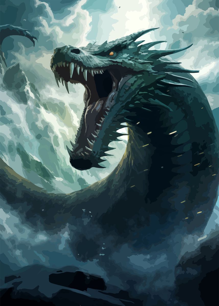 'The Midgard Serpent' Poster, picture, metal print, paint by P | Displate