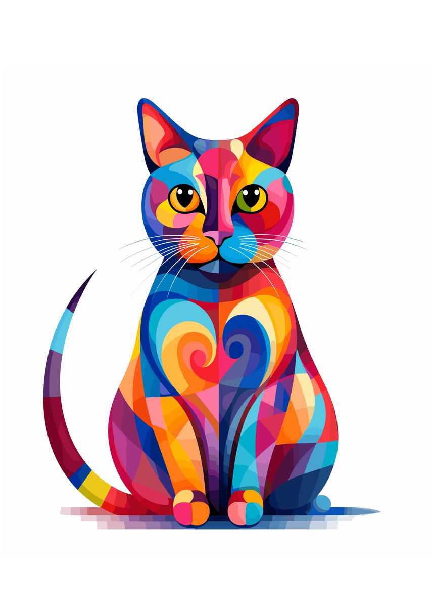 'Cat WPAP Pop Art' Poster, picture, metal print, paint by Ray Faye ...