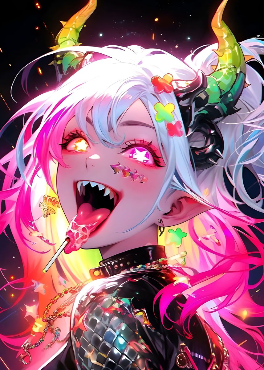 'Demon girl anime' Poster, picture, metal print, paint by The KadaK ...