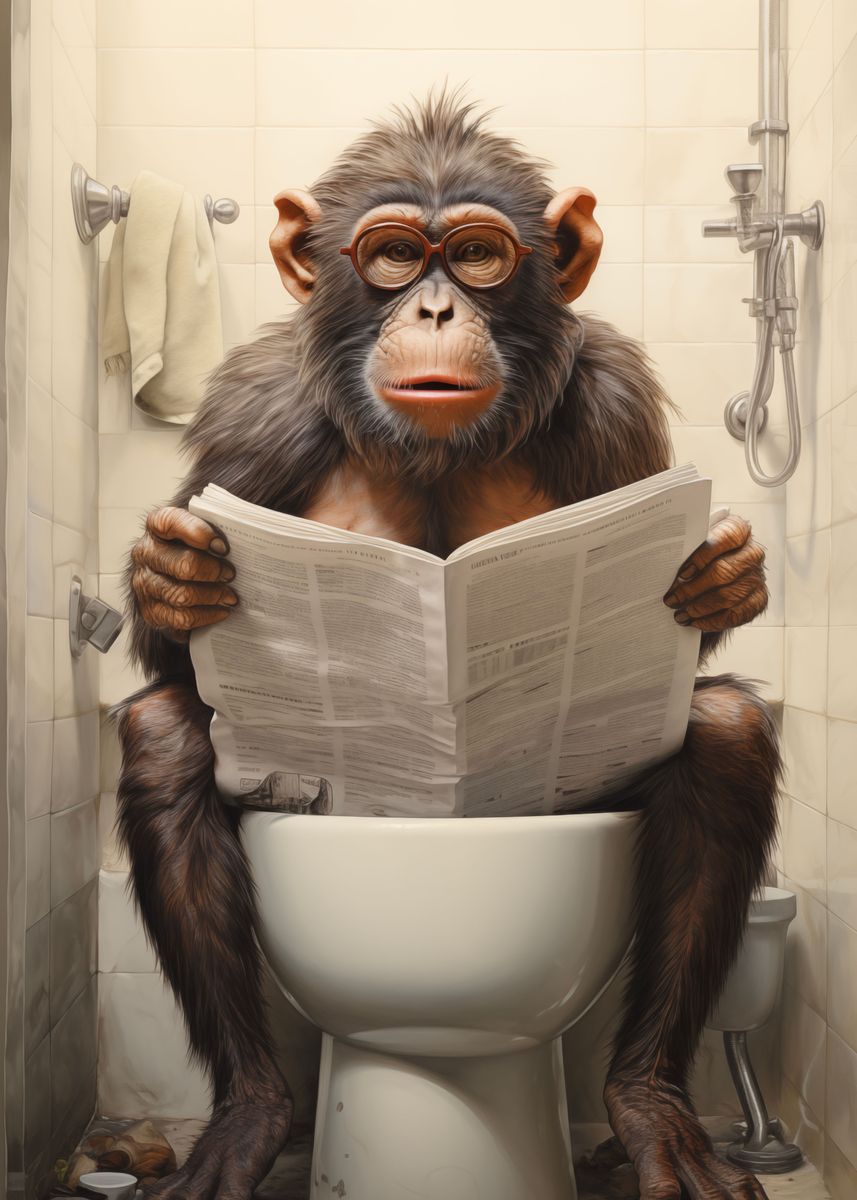 'Toilet Monkey' Poster, picture, metal print, paint by Nerdworld 1 ...
