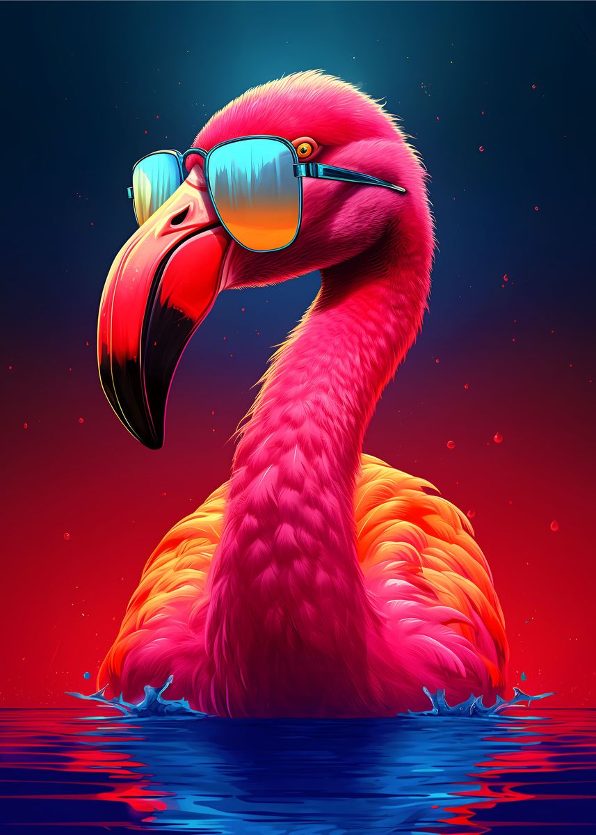 'Adorable Tropical Flamingo' Poster, picture, metal print, paint by ...