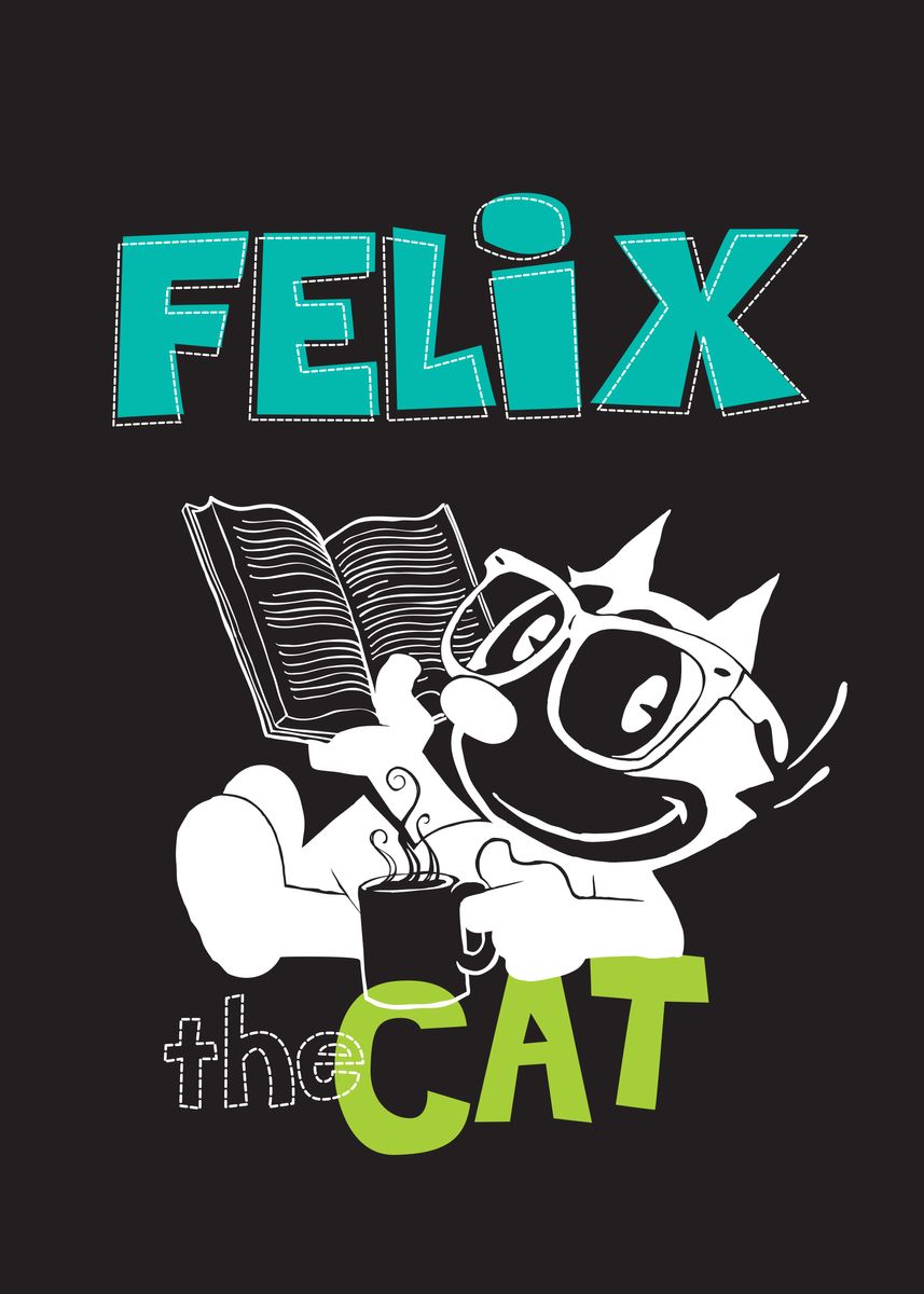 'Felix the Cat Reading' Poster, picture, metal print, paint by Felix ...
