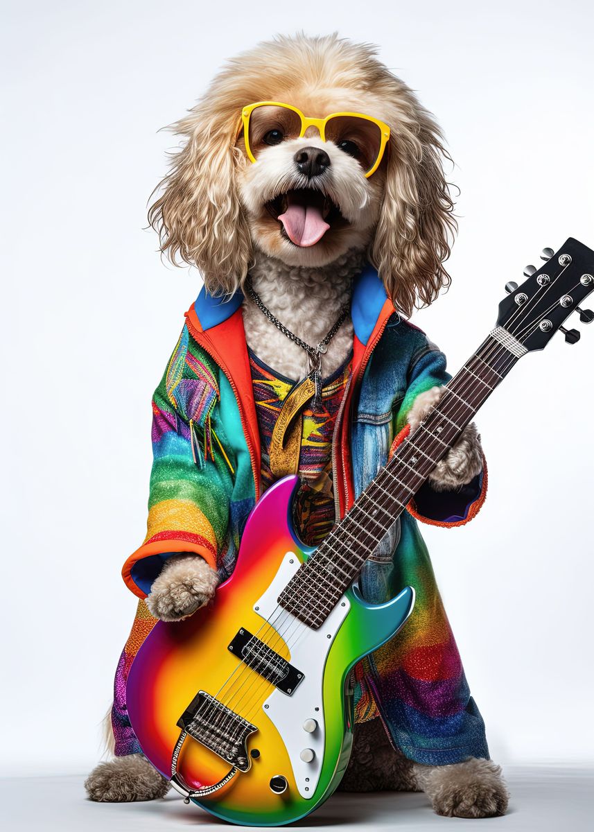 'The Guitar Dog' Poster, picture, metal print, paint by Youwantit ...